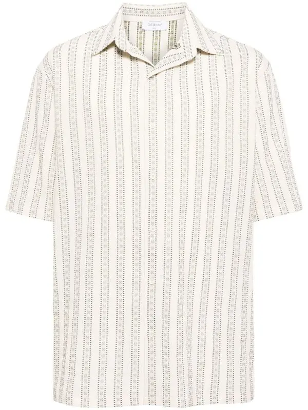 Off-White Arrows-print Striped Shirt - Neutrals
