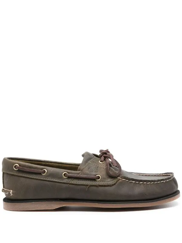 Timberland Logo-embossed Leather Boat Shoes - Green