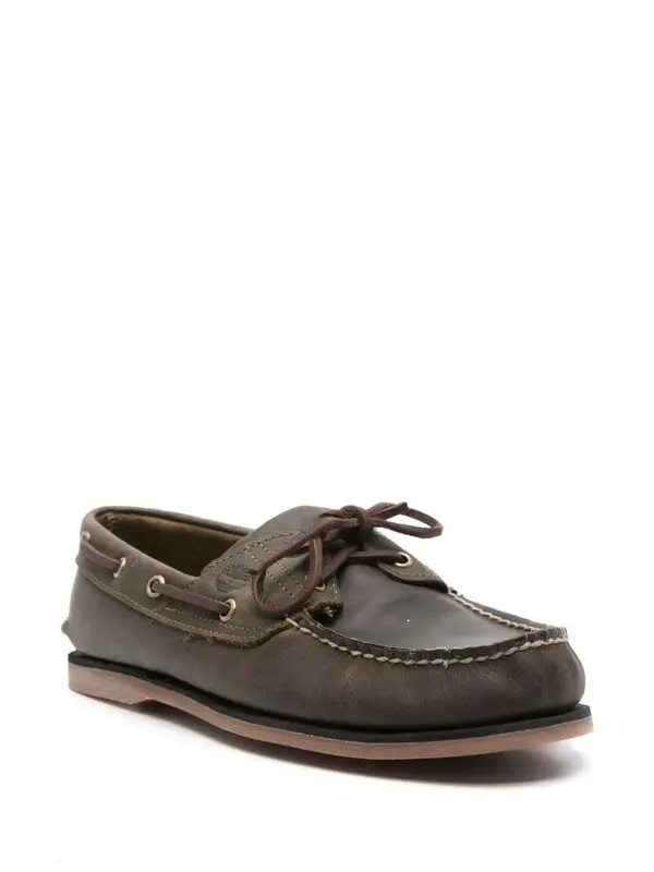 Timberland Logo-embossed Leather Boat Shoes - Green