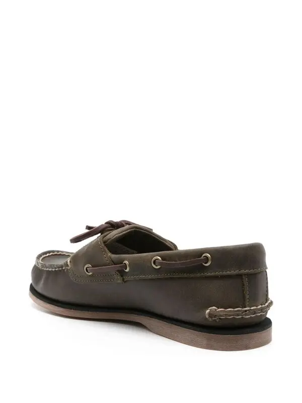 Timberland Logo-embossed Leather Boat Shoes - Green