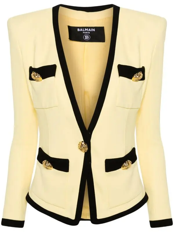 Balmain Collarless Crepe Blazer