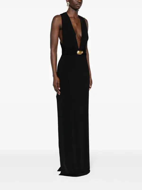 TOM FORD Plunging-neck Sleeveless Gown - Black