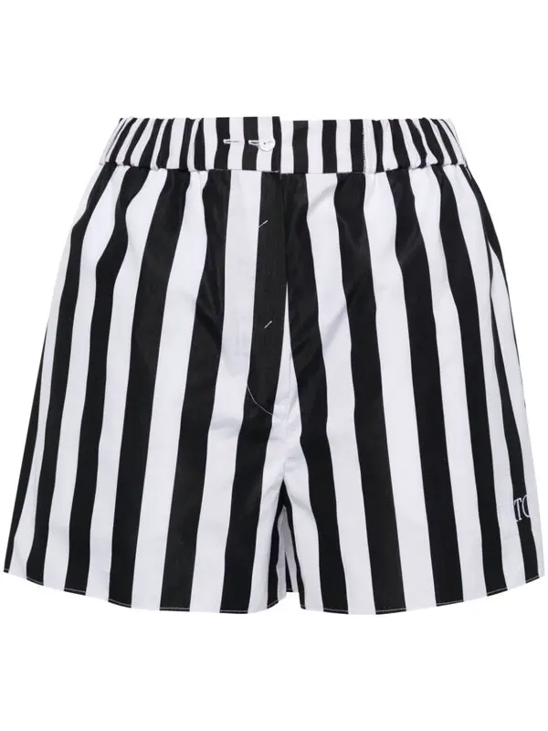 PATOU Striped Cotton Boxer Shorts - Black
