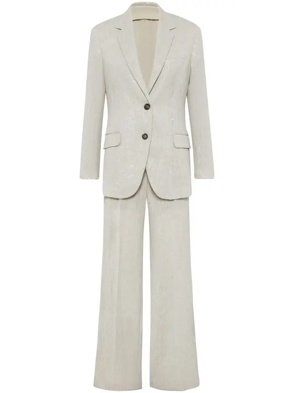 Brunello Cucinelli Notched-lapels Single-breasted Suit - Neutrals