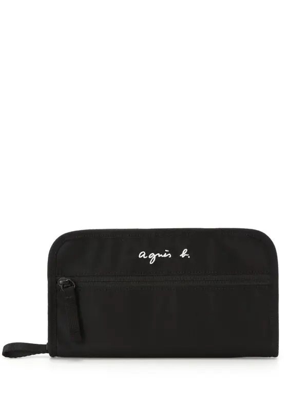 AGNÈS B. Logo-embroidered Ripstop Wallet - Black