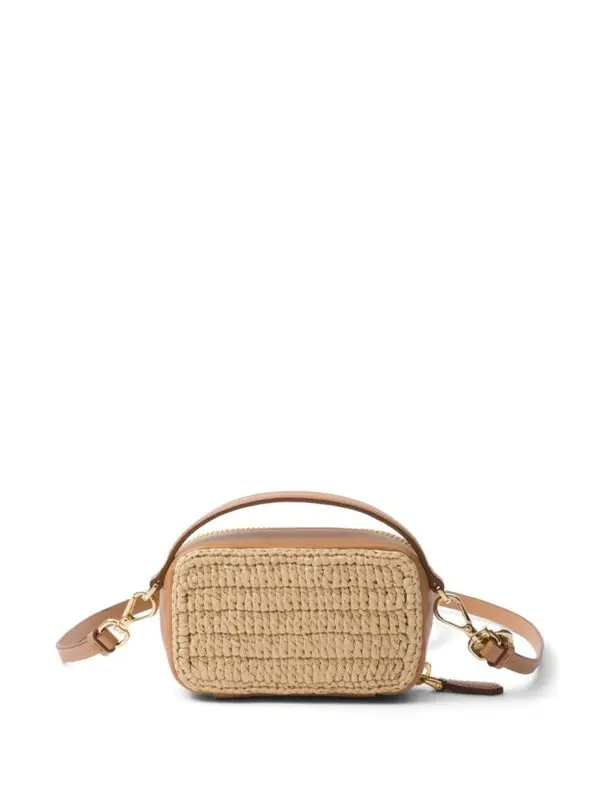 Prada Logo-plaque Crochet Mini Bag - Neutrals | Editorialist