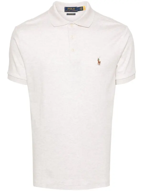 Polo Ralph Lauren Polo Pony-embroidered Cotton Polo Shirt - Neutrals