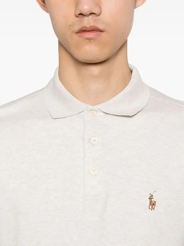 Polo Ralph Lauren Polo Pony-embroidered Cotton Polo Shirt - Neutrals