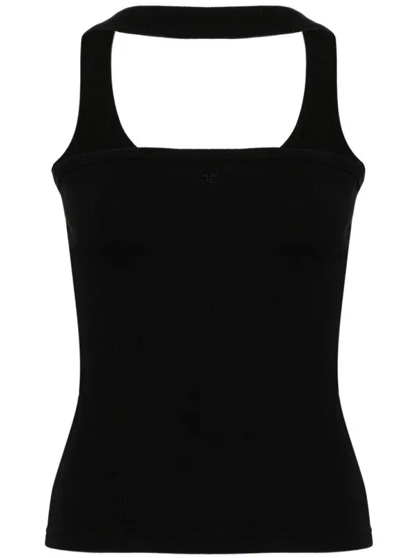 COURREGES Logo-embroidered Top - Black