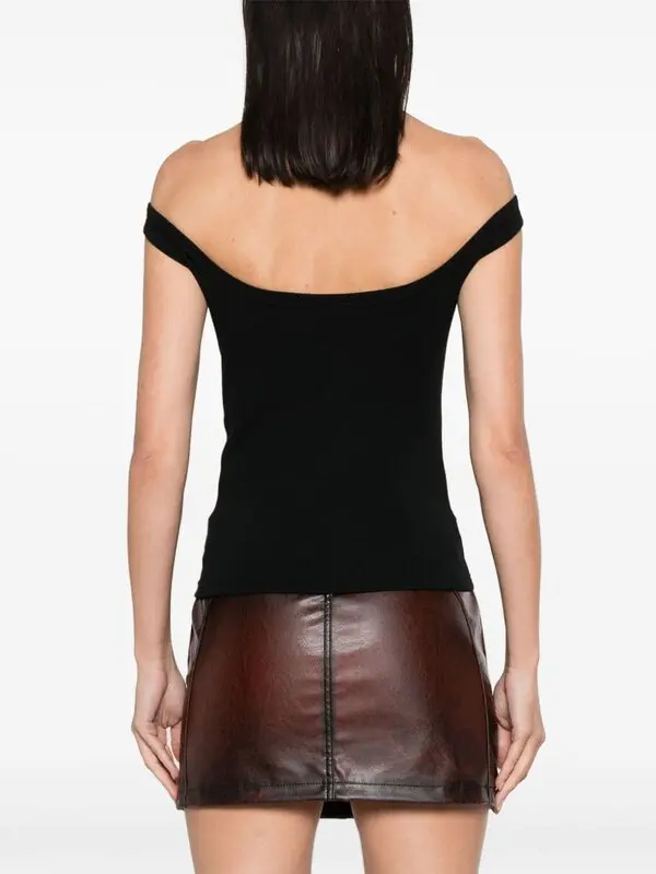 COURREGES Logo-embroidered Top - Black