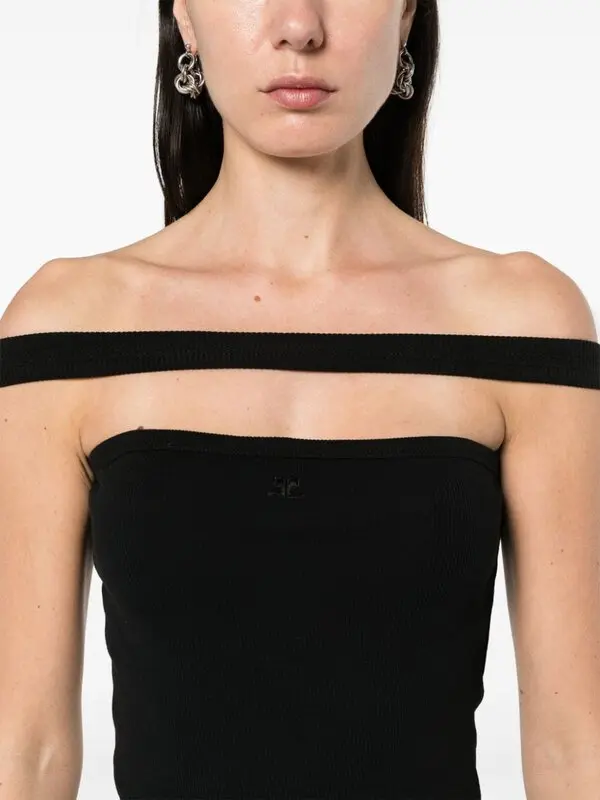 COURREGES Logo-embroidered Top - Black