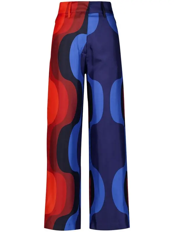 PAULA Sonia Wave-print Silk Trousers