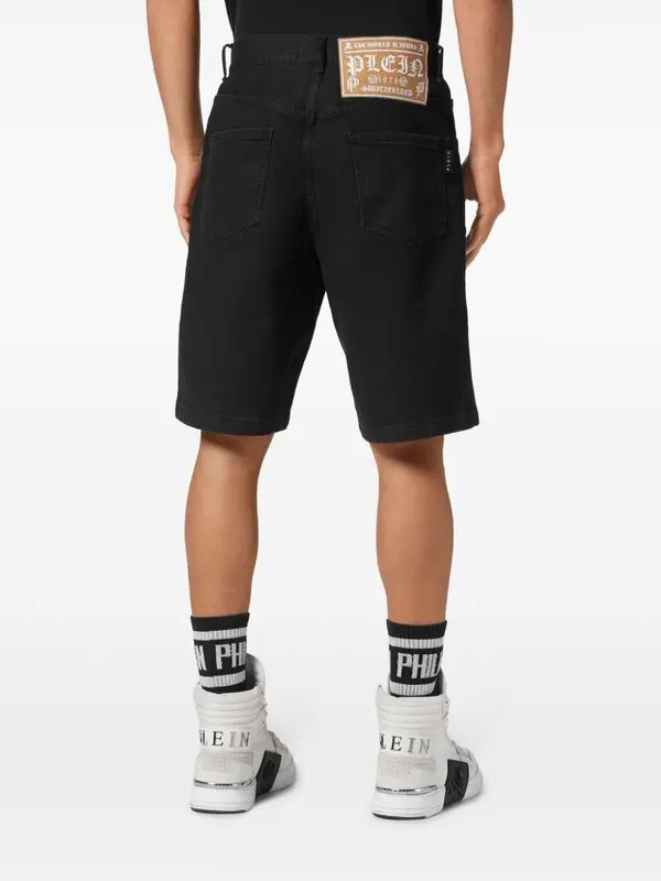 Philipp Plein Skull-embroidered Denim Shorts