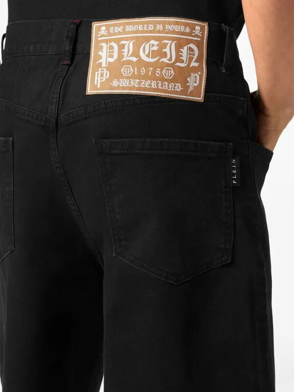 Philipp Plein Skull-embroidered Denim Shorts