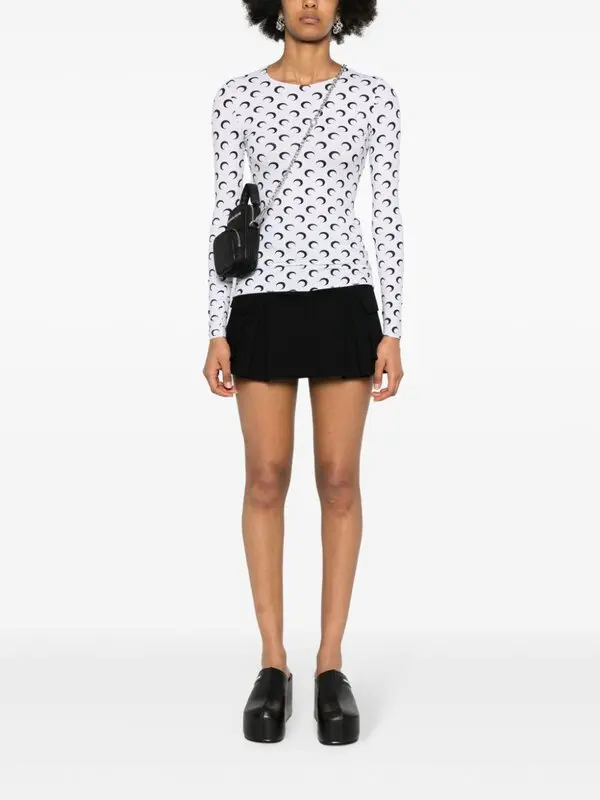 MARINE SERRE Moon Print Long Sleeve Crewneck Top - White