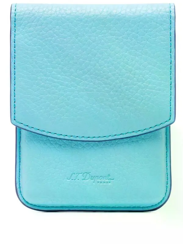 S.t. Dupont Logo-debossed Leather Cigarette Case - Blue