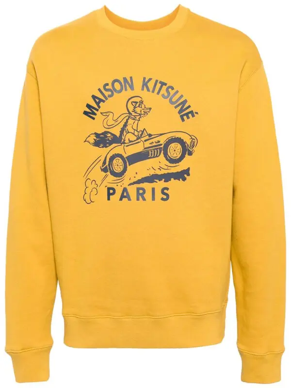 Maison Kitsuné Cotton Racing Fox Sweatshirt - Yellow