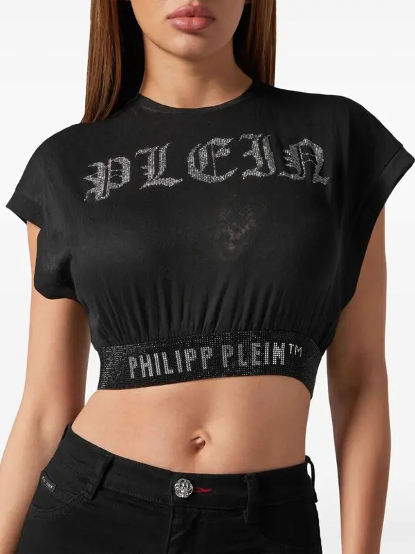 Philipp Plein Crystal-embellished Cropped T-shirt