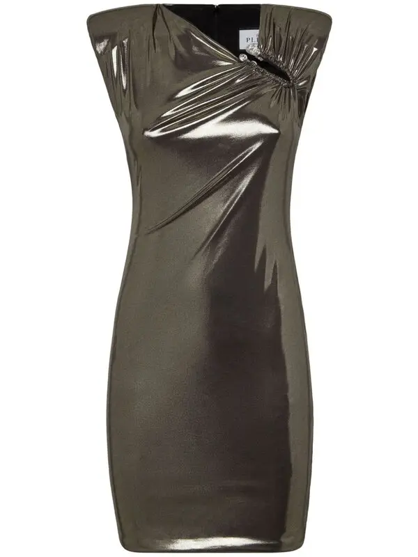Philipp Plein Shoulder-padded Lamé Mini Dress
