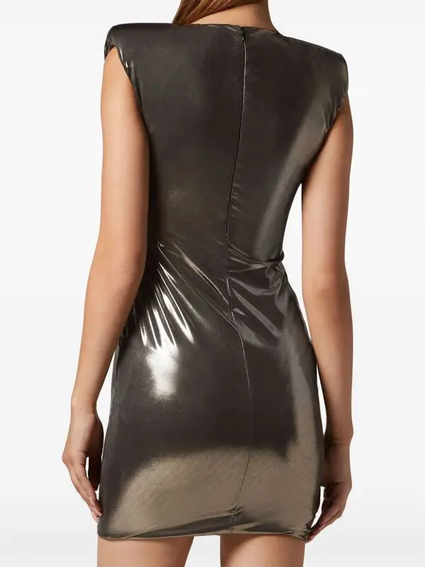 Philipp Plein Shoulder-padded Lamé Mini Dress