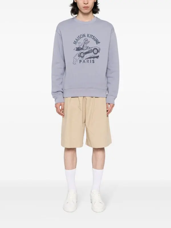 Maison Kitsuné Racing Fox Cotton Sweatshirt - Blue