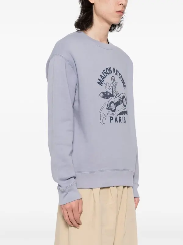 Maison Kitsuné Racing Fox Cotton Sweatshirt - Blue