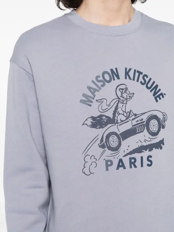 Maison Kitsuné Racing Fox Cotton Sweatshirt - Blue