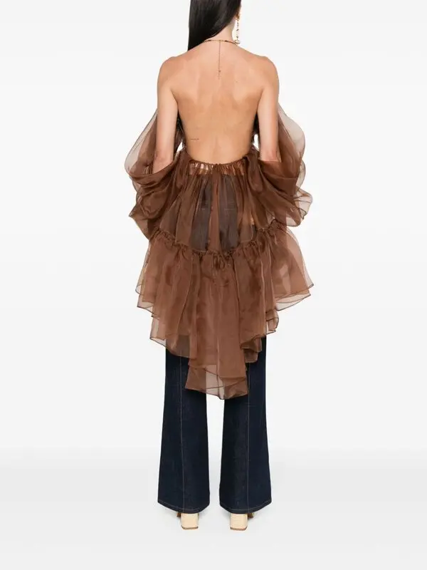 Zimmermann Sheer Silk Ruffled Blouse