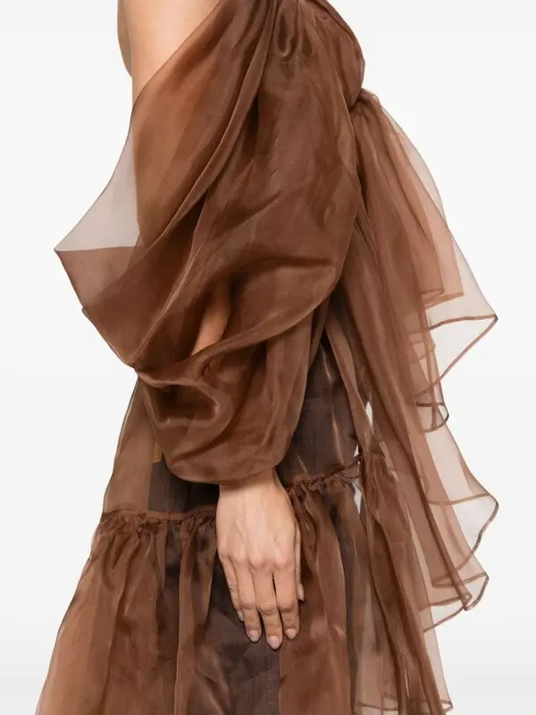 Zimmermann Sheer Silk Ruffled Blouse