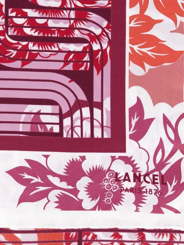 LANCEL Pivoine Optical-print Silk Scarf - Red