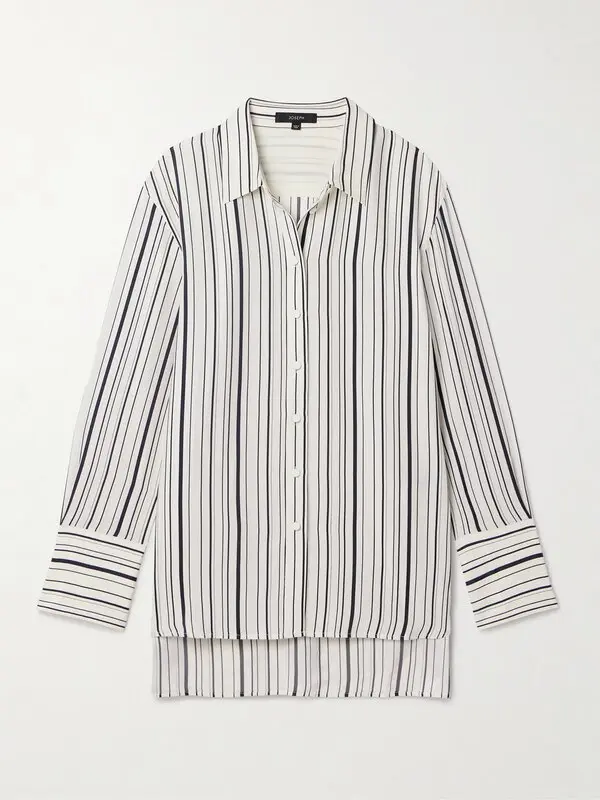 JOSEPH Striped Silk Crepe De Chine-jacquard Shirt