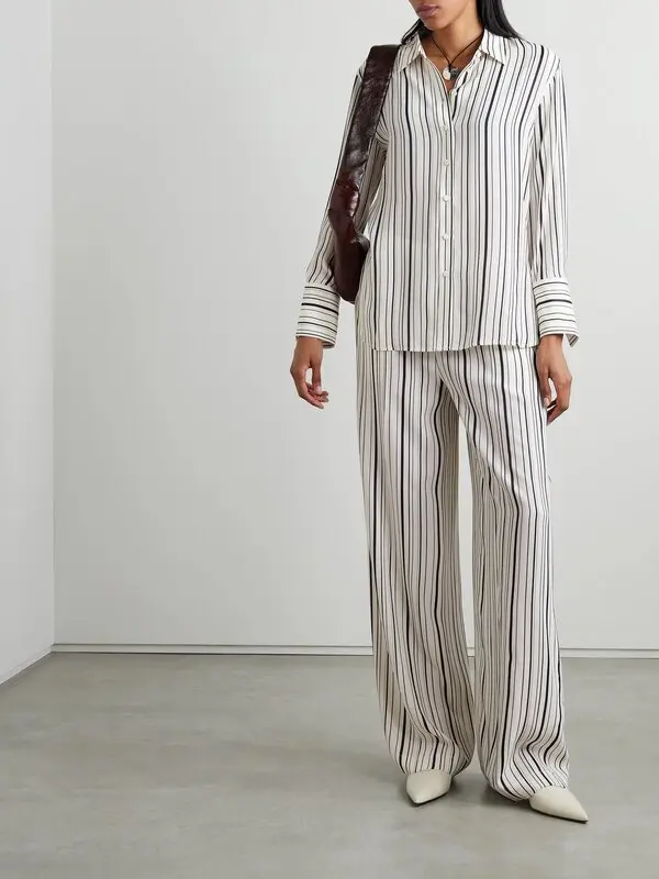 JOSEPH Striped Silk Crepe De Chine-jacquard Shirt