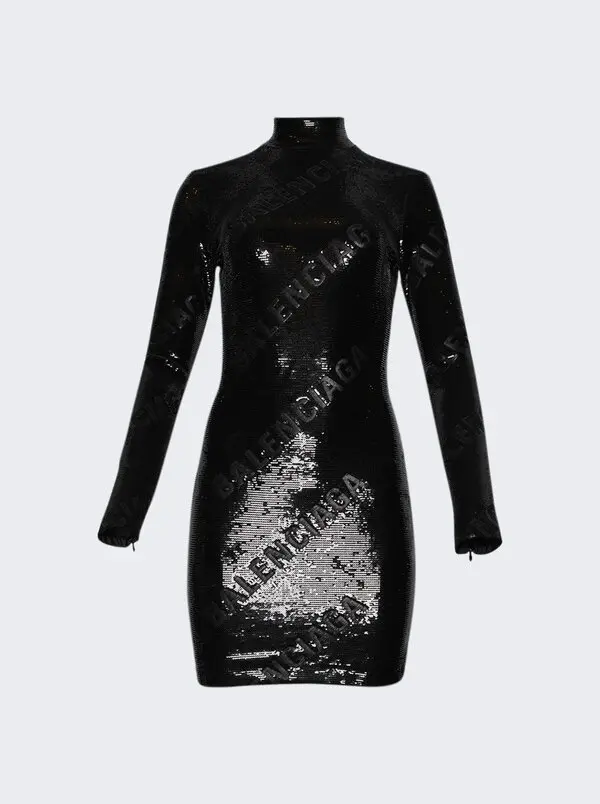 Balenciaga Turtleneck Mini Dress - Black