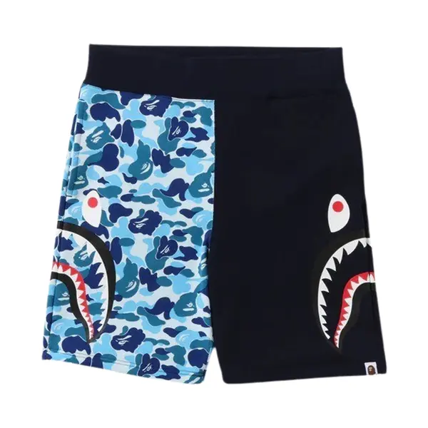 A BATHING APE Abc Camo Side Shark Sweatshorts - Blue