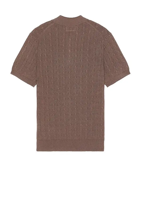 BEAMS Knit Polo Cable - Brown