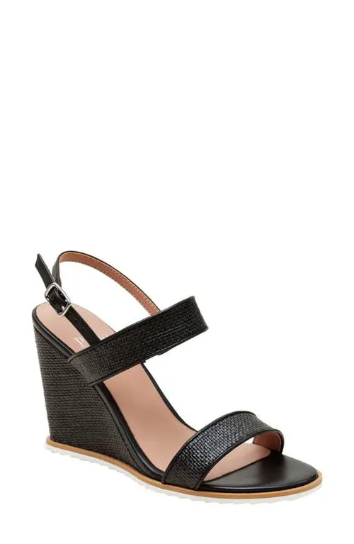 Linea Paolo Edith Wedge Sandal - Black Raffia