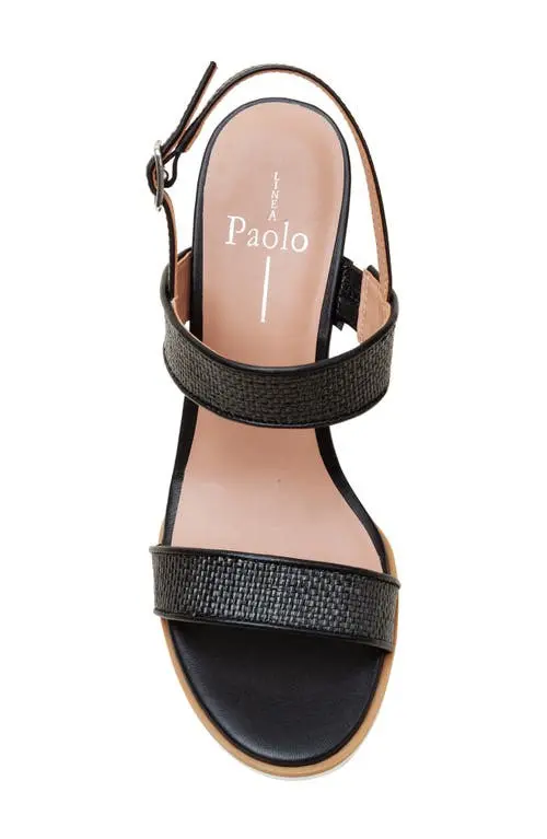 Linea Paolo Edith Wedge Sandal - Black Raffia