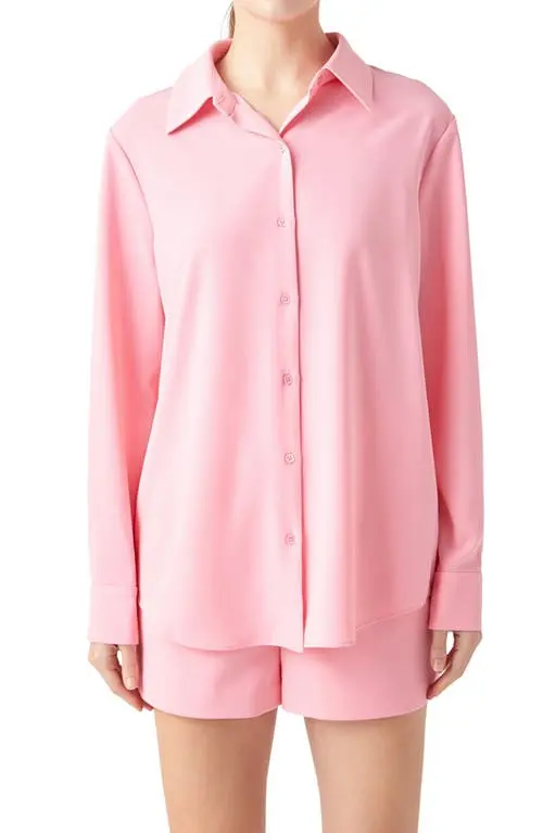 Endless Rose Solid Button-up Shirt - Light Pink