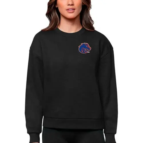 ANTIGUA Boise State Broncos Logo Victory Crewneck Pullover Sweatshirt
