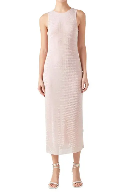 Endless Rose Embellished Rhinestone Mesh Midi Dress