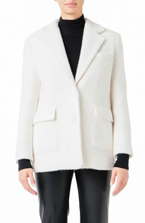 Endless Rose Textured Single-breasted Blazer - White