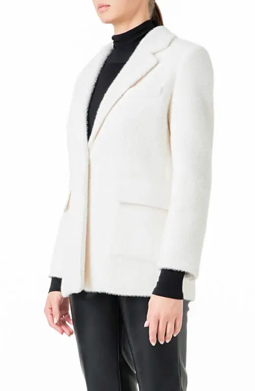 Endless Rose Textured Single-breasted Blazer - White