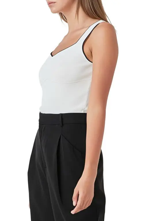 Endless Rose Rib Sweater Tank - White/black