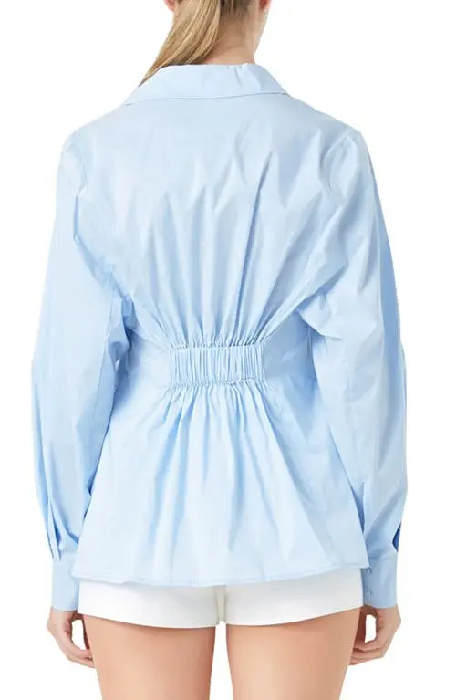 Endless Rose Cotton-blend Button-up Shirt - Powder Blue