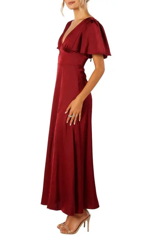 PETAL & PUP Casper Flutter Sleeve Satin Dress