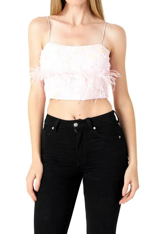 Endless Rose Sequin & Feather Crop Top
