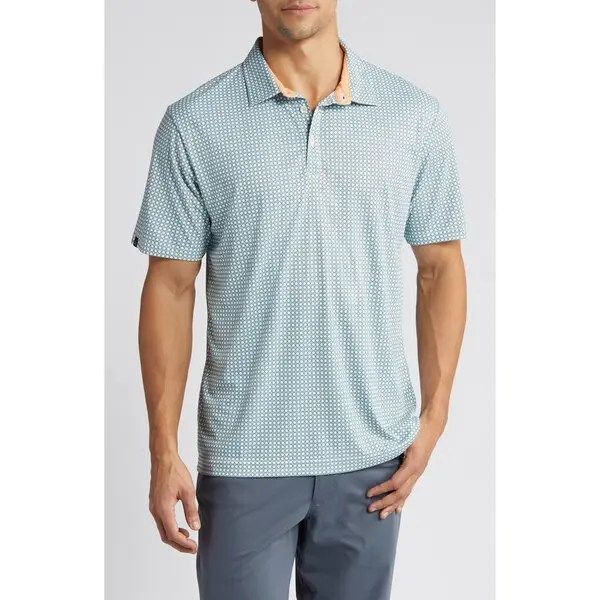 SWANNIES Tanner Diamond Print Golf Polo - Cactus