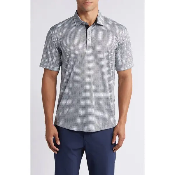 SWANNIES Tanner Diamond Print Golf Polo - Glacier-black