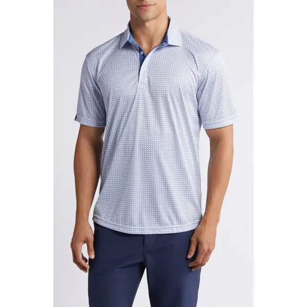 SWANNIES Tanner Diamond Print Golf Polo - Navy