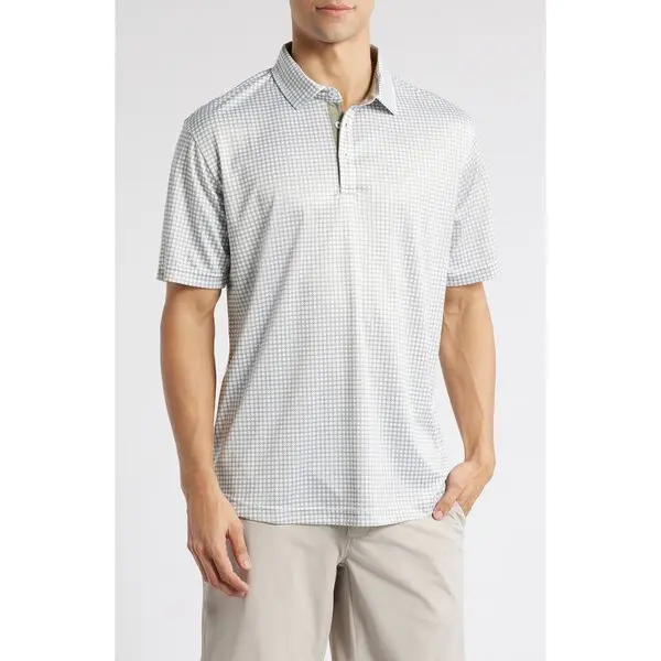 SWANNIES Tanner Diamond Print Golf Polo - Olive